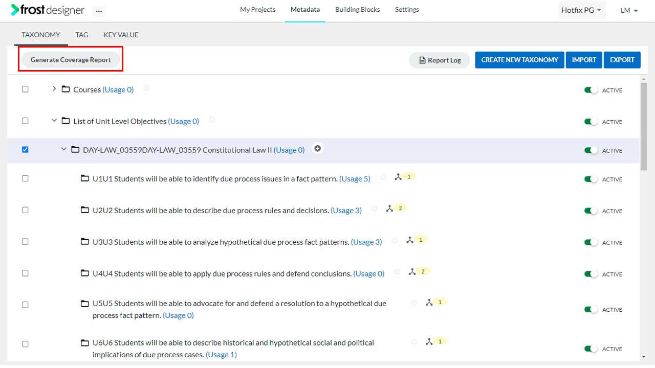 Downloading Taxonomy Coverage Report – Help Center