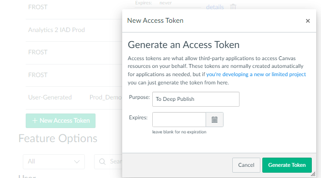 Frost to Canvas Deep Publish using Access Token – Help Center