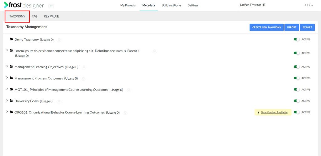 Taxonomy Edit – Help Center