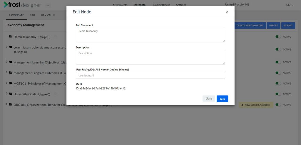 Taxonomy Edit – Help Center