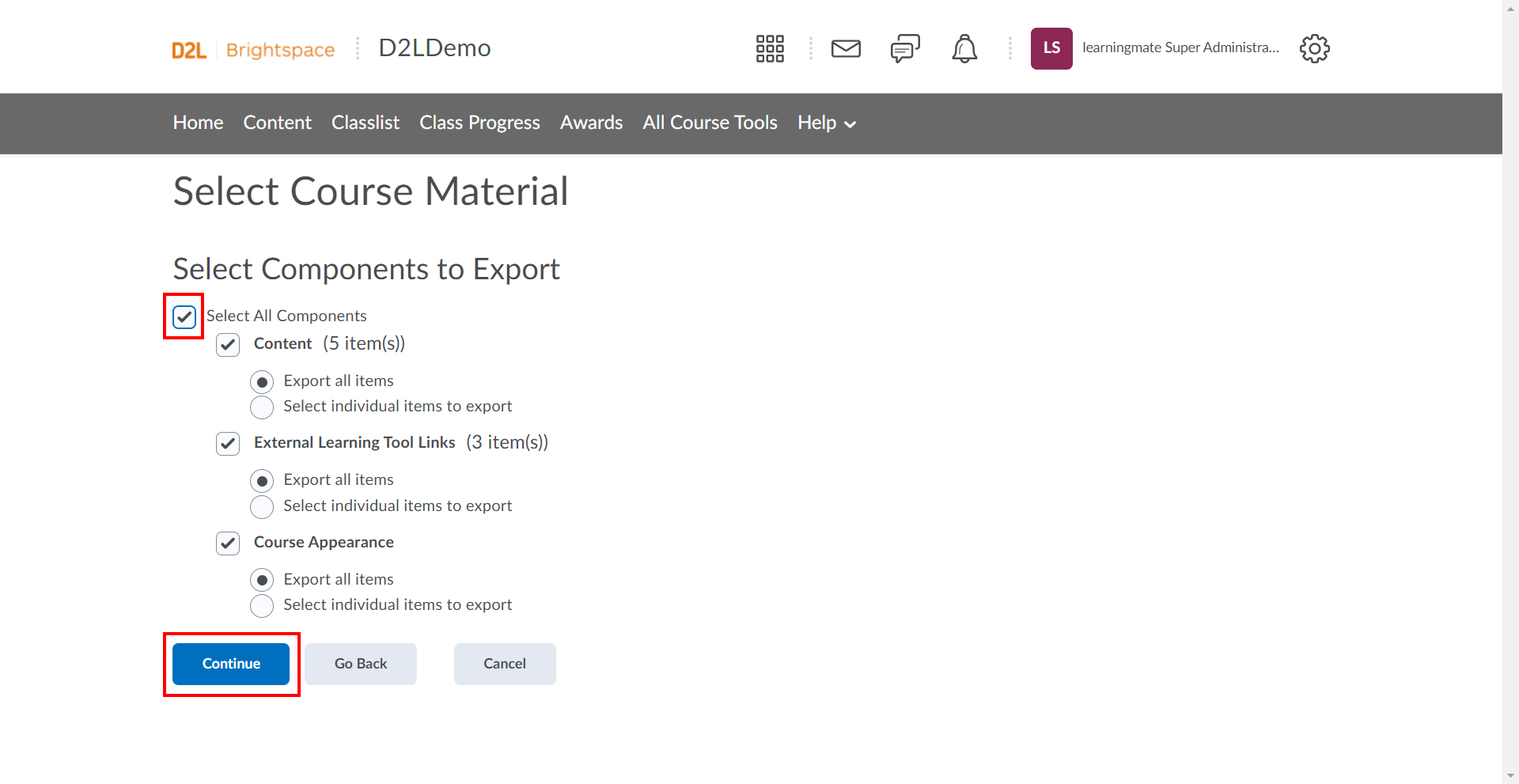 Exporting Course from D2L LMS – Help Center